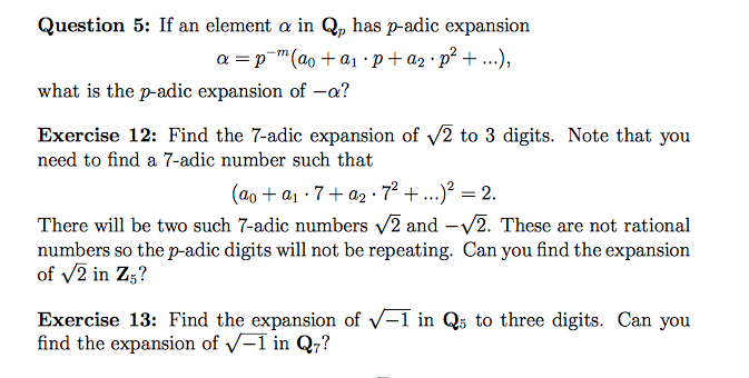Solved If an element alpha in Q_p has p-adic expansion. | Chegg.com