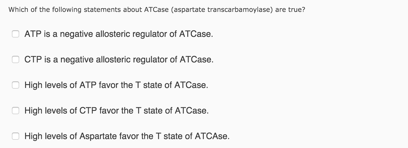 Solved Which of the following statements about ATCase | Chegg.com