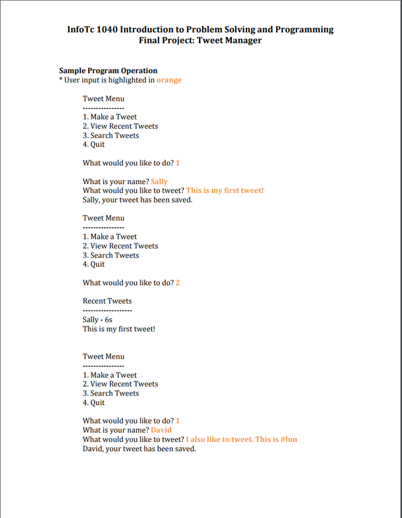 Solved InfoTc 1040 Introduction to Problem Solving and | Chegg.com