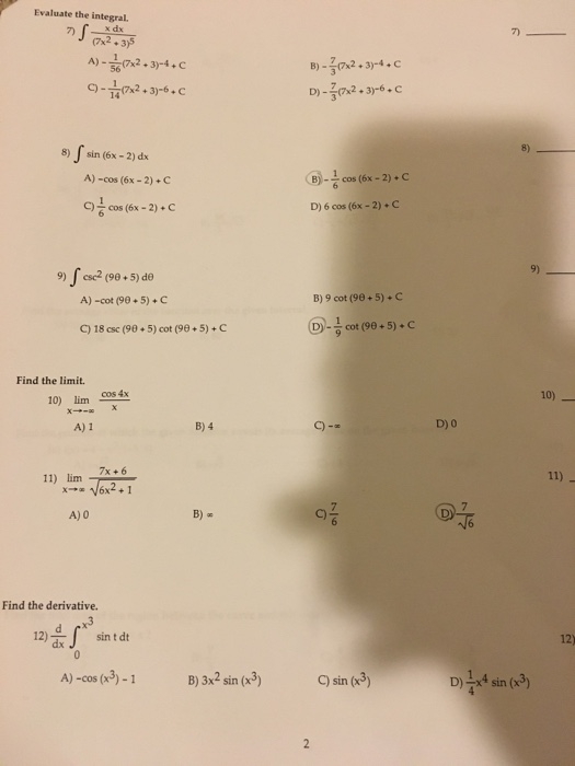 Solved Evaluate the integral. integral x dx/(7x^2 + 3)^5 | Chegg.com