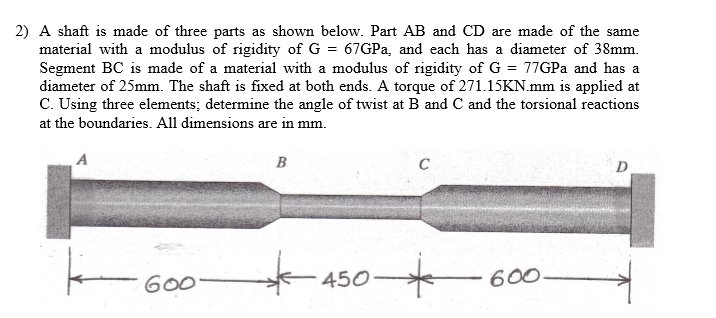 Solved A shaft is made of three parts as shown below. Part | Chegg.com