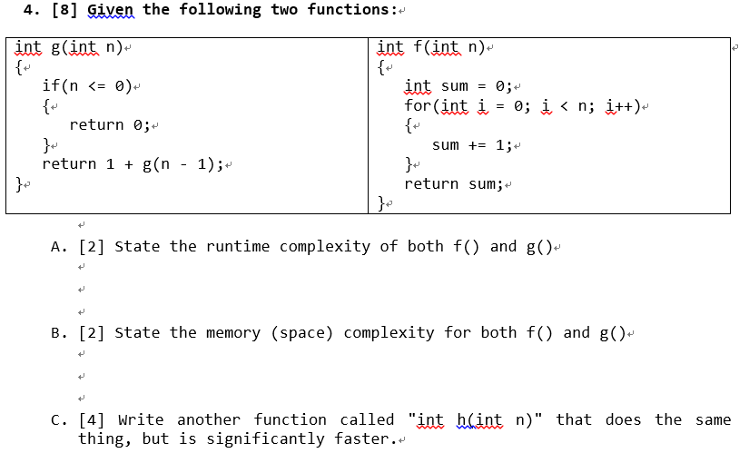 Solved Given the following two functions: State the runtime | Chegg.com