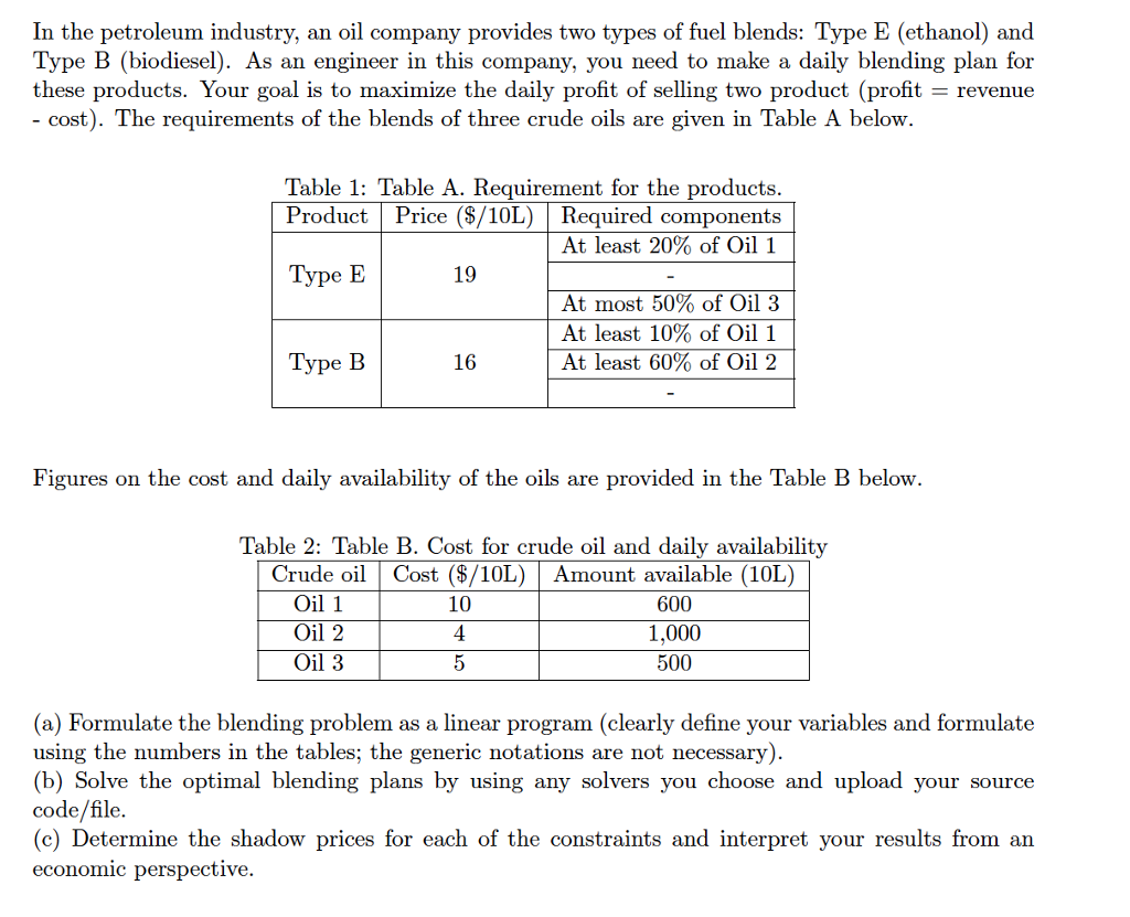 Solved In the petroleum industry, an oil company provides | Chegg.com