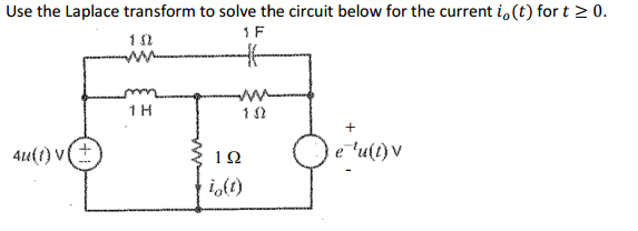 Solved Use the Laplace transform to solve the circuit below | Chegg.com