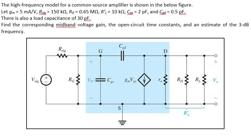 Solved The high-frequency model for a common-source | Chegg.com
