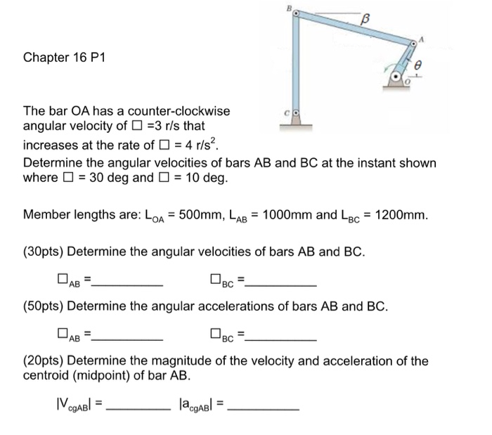 Solved The bar CA has a counter-clockwise angular velocity | Chegg.com