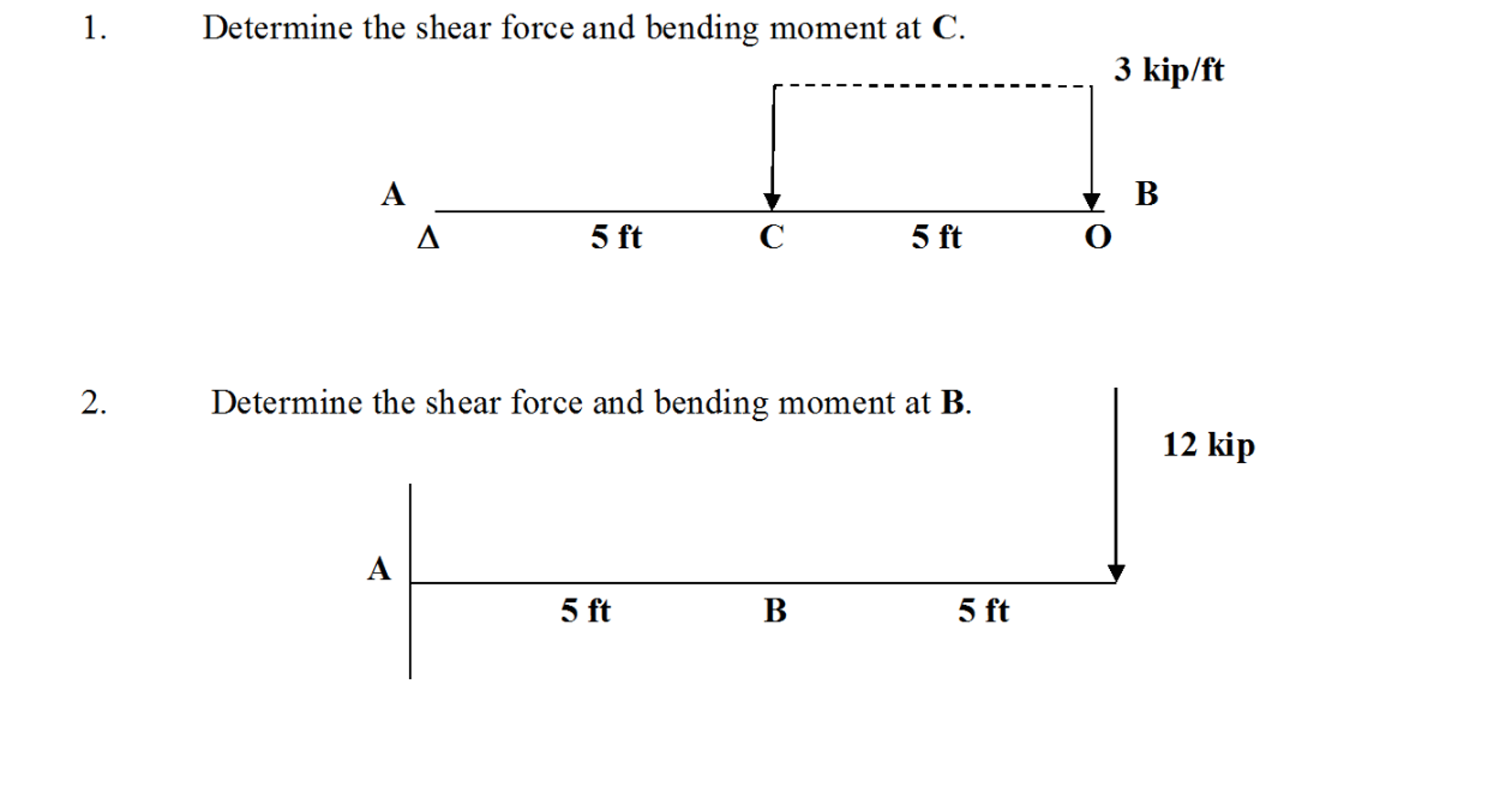 Solved Determine the shear force and bending moment at C. | Chegg.com