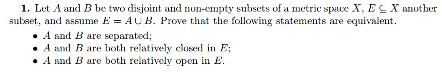 1. Let A and B be two disjoint and non - empty | Chegg.com