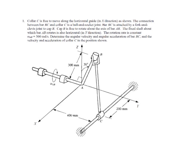 Collar C is free to move along the horizontal guide | Chegg.com