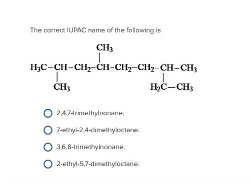 Solved The correct IUPAC name of the following is CH3 H3C-CH | Chegg.com