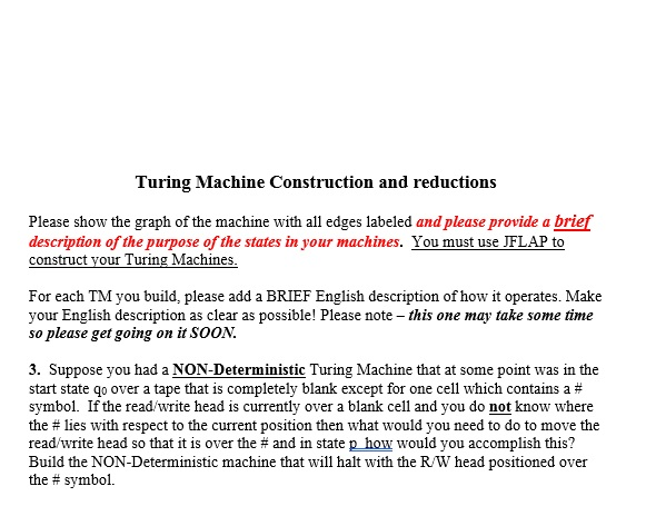 Solved Turing Machine Construction and reductions Please | Chegg.com