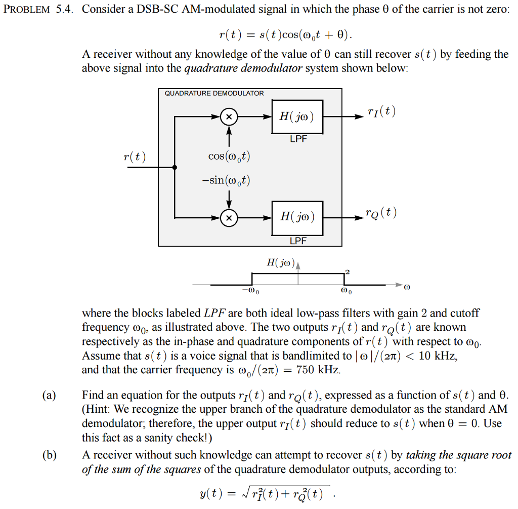 Solved For part b) Express the result y(t) as a function of | Chegg.com