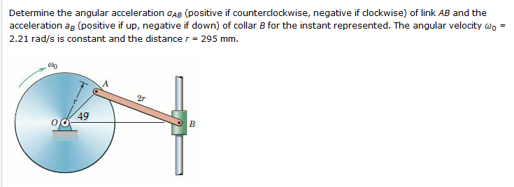 Determine the angular acceleration ?AB (positive | Chegg.com