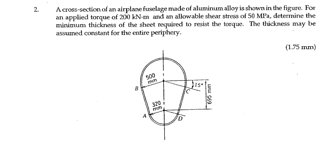 2. A cross-section of an airplane fuselage made of | Chegg.com