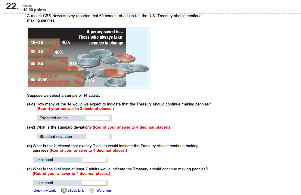 Solved A recent CBS News survey reported that 60 percent of | Chegg.com