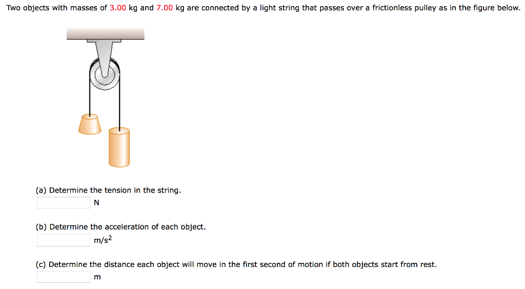 Solved Two Objects With Masses Of 3 00 Kg And 7 00 Kg Are