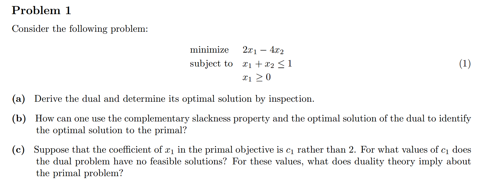Consider the following problem: minimize 2x_1 - 4x_2 | Chegg.com