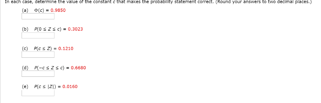 Solved In each case, determine the value of the constant c | Chegg.com