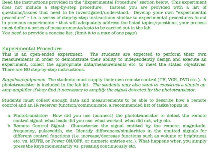Solved Read the instructions provided in the “Experimental | Chegg.com