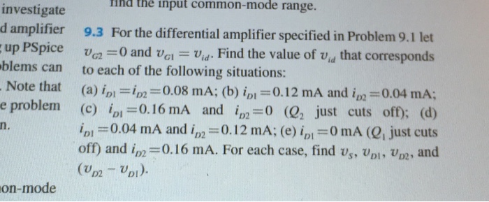 Solved investigate ind the input common-mode range. d | Chegg.com
