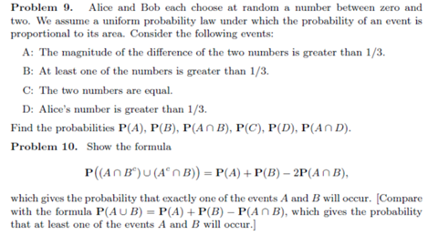 Solved Alice and Bob each choose at random a number between | Chegg.com