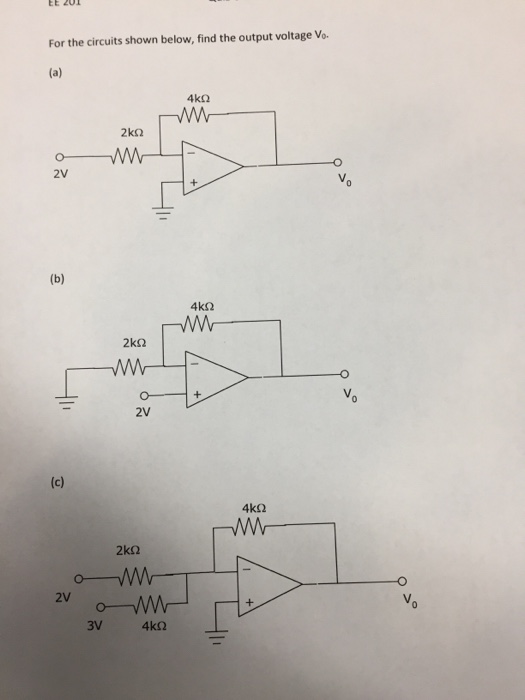 Solved For the circuits shown below, find the output voltage | Chegg.com