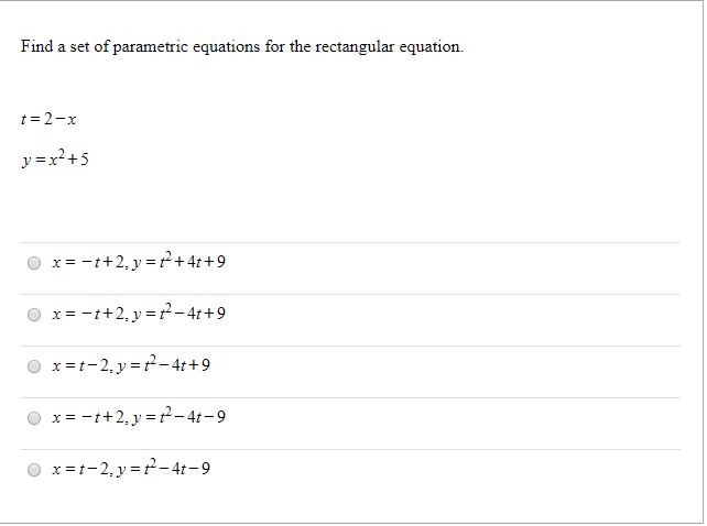 Solved Find a set of parametric equations for the | Chegg.com