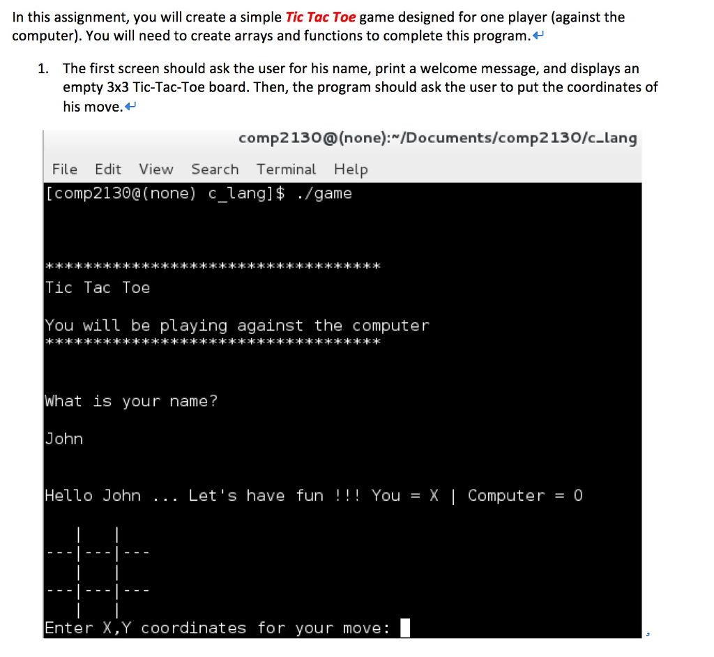 Solved In This Assignment You Will Create A Simple Tic Tac
