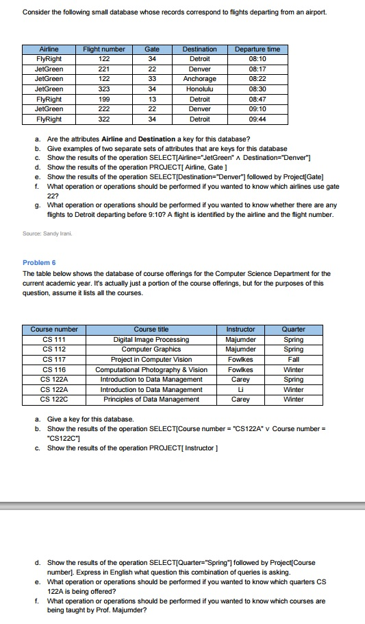 Solved Consider the following small database whose records | Chegg.com