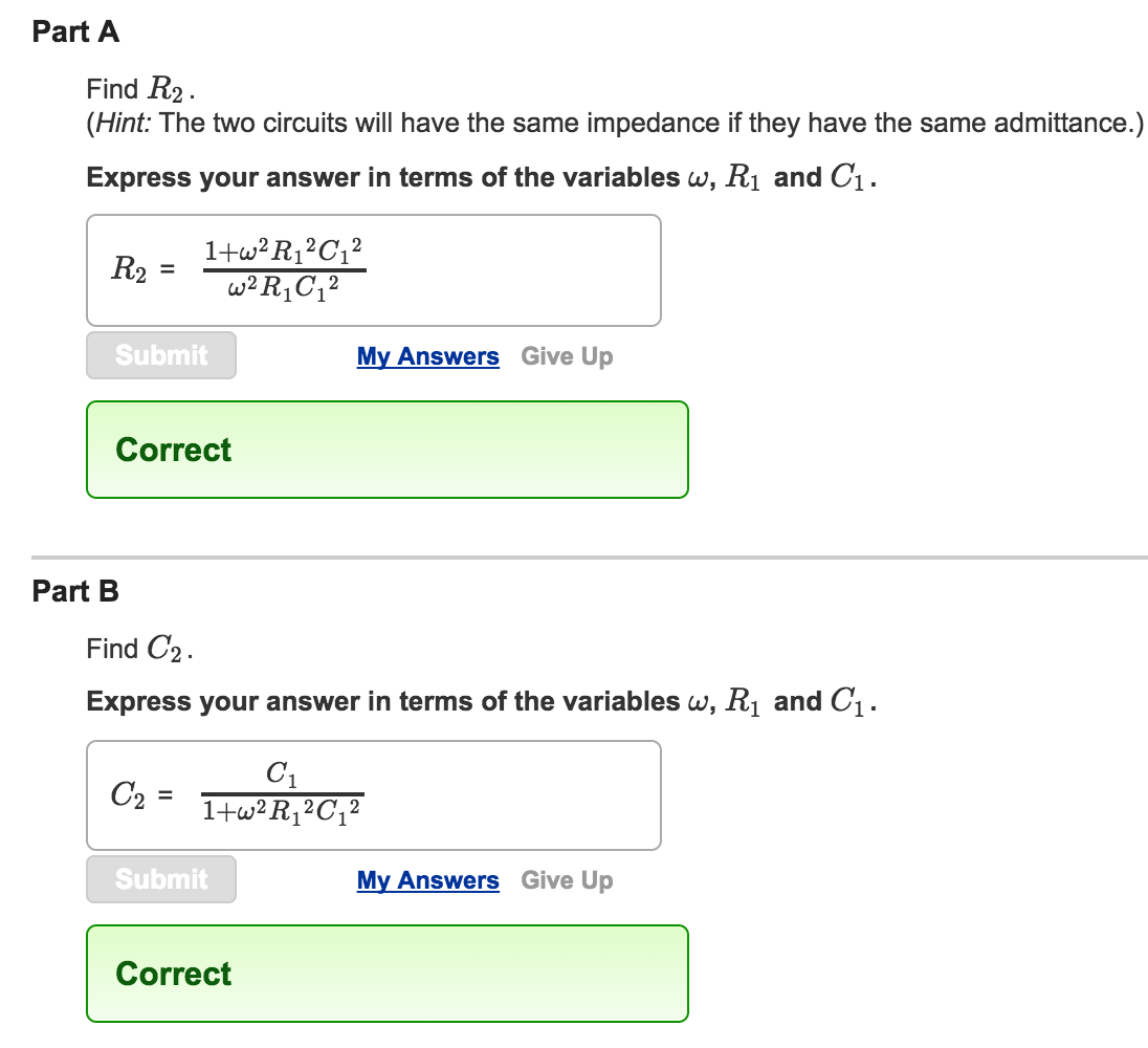 Solved Problem 9.21 At a given frequency ω, the circuits in | Chegg.com