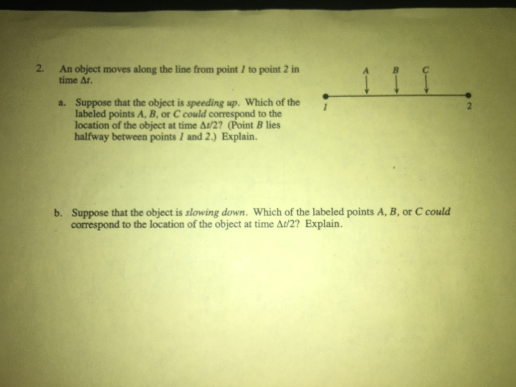 Solved 2. An object moves along the line from point I to | Chegg.com
