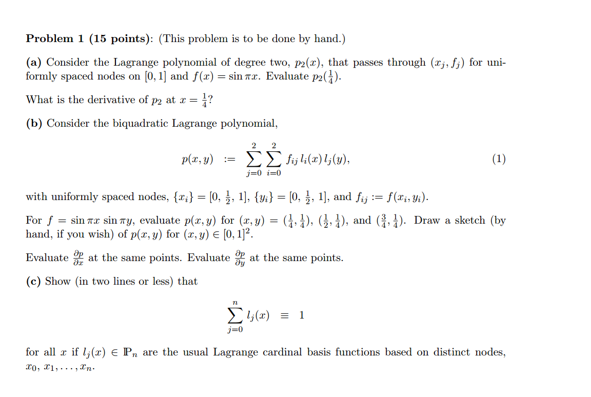 Solved Consider the Lagrange polynomial of degree two, | Chegg.com