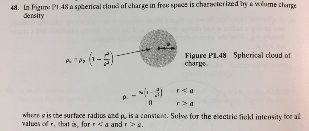 Solved 48. In Figure P1.48 a spherical cloud of charge in | Chegg.com