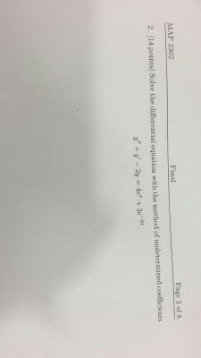 Solved Final MAP 2302. 2. 14 points) solve the differential | Chegg.com