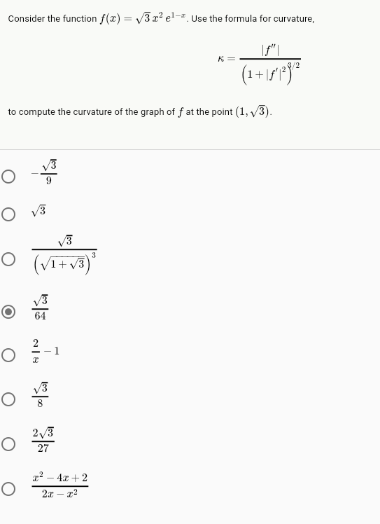 Solved Consider the function f(x) = Squareroot 3 x^2 e^1-x. | Chegg.com
