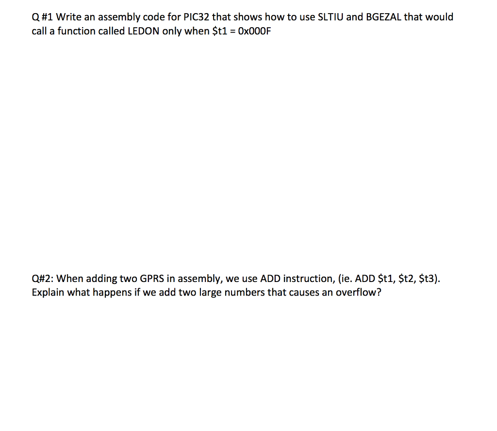 Write an assembly code for PIC32 that shows how to | Chegg.com
