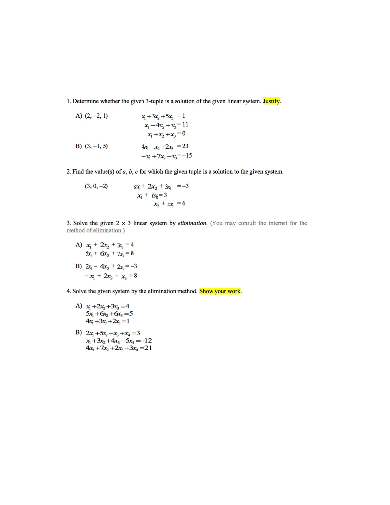 Solved Determine whether the given 3-tuple is a solution of | Chegg.com