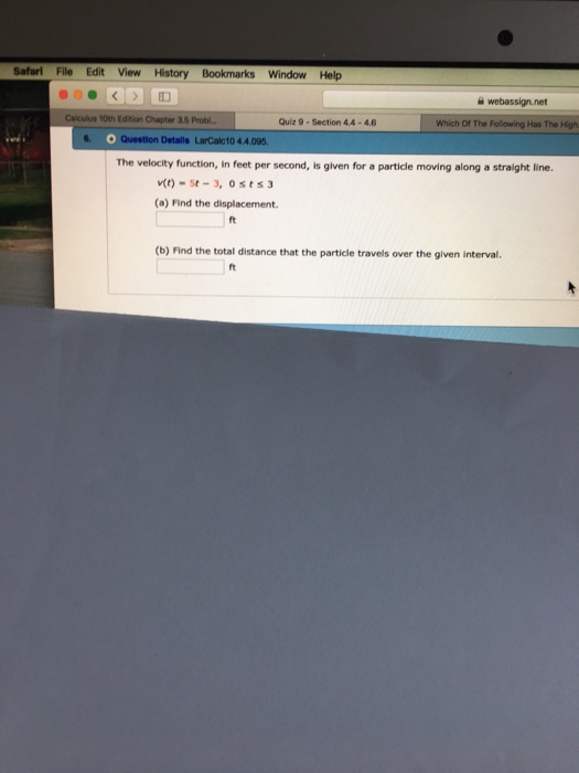 Solved The velocity function, In feet per second, is given | Chegg.com