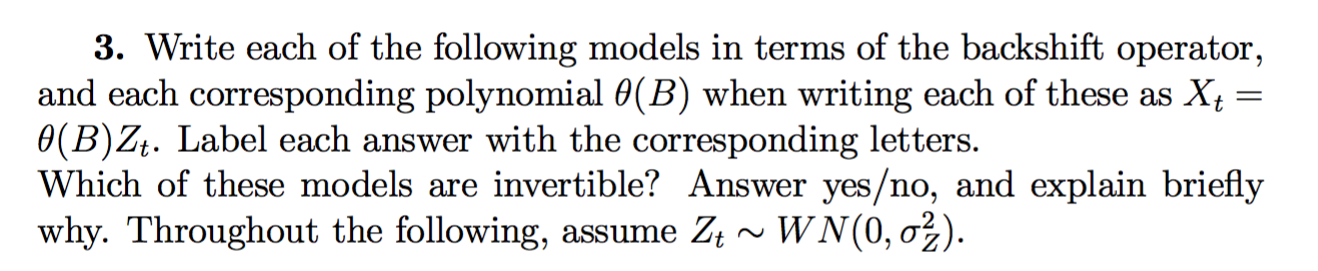 Solved 3. Write each of the following models in terms of the | Chegg.com