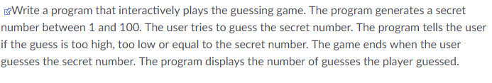 Solved びwrite a program that interactively plays the | Chegg.com