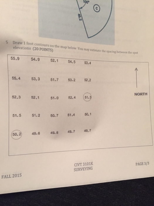 Draw 1 foot contours on the map below You may | Chegg.com