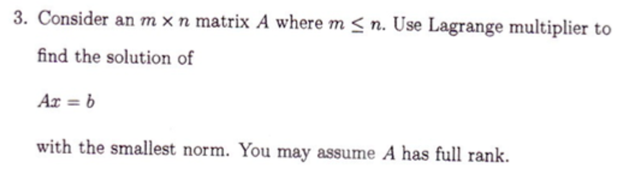 Solved Consider an m Times n matrix A where m | Chegg.com