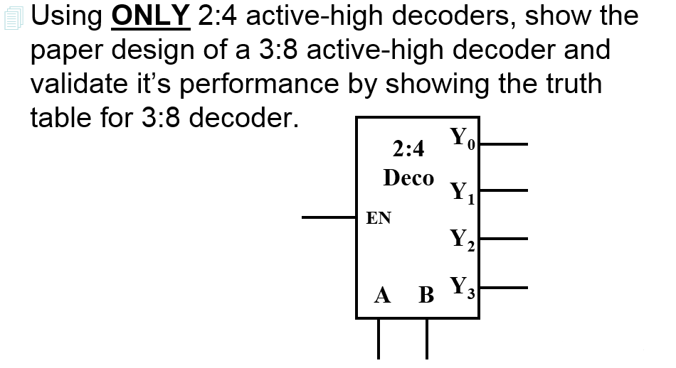 Solved Using Only 2 4 Active High Decoders Show The Paper