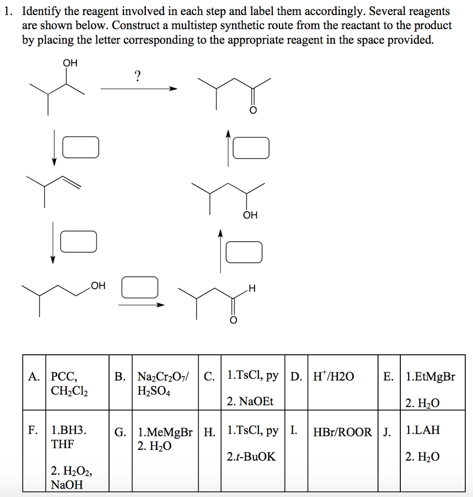 Solved Identify the reagent involved in each step and label | Chegg.com