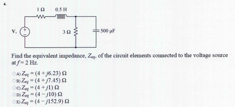 Solved Find the equivalent impedance, Zeq, of the circuit | Chegg.com