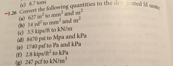 Solved Convert the following quentities to the SI units: | Chegg.com