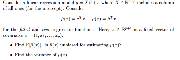 Solved Consider a linear regression model y = X beta + | Chegg.com