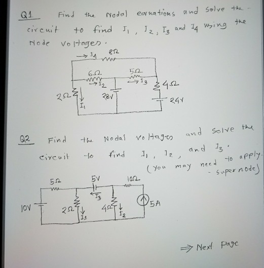 Solved QI Find the Noda] er na tron s and Solve node Vo tage | Chegg.com