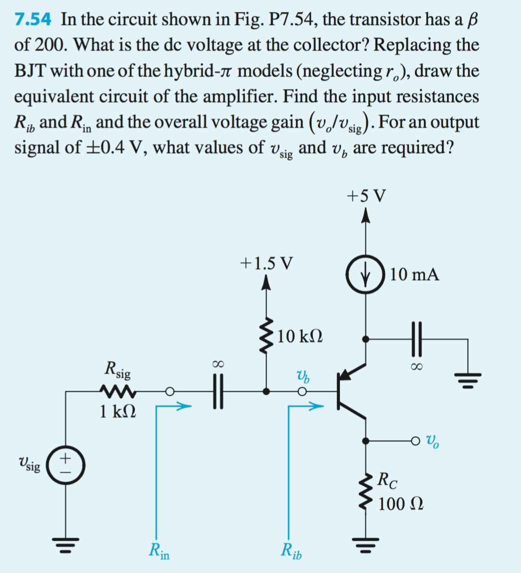 Solved In the circuit shown in Fig. P7.54, the transistor | Chegg.com
