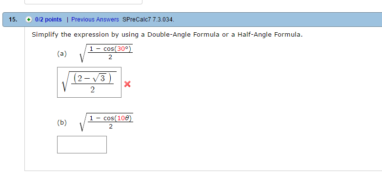 Solved Simplify the expression by using a Double-Angle | Chegg.com